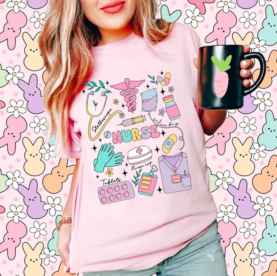 Comfort Color Nurse Retro Groovy Shirt, Nurse Easter Shirt, Peep ...