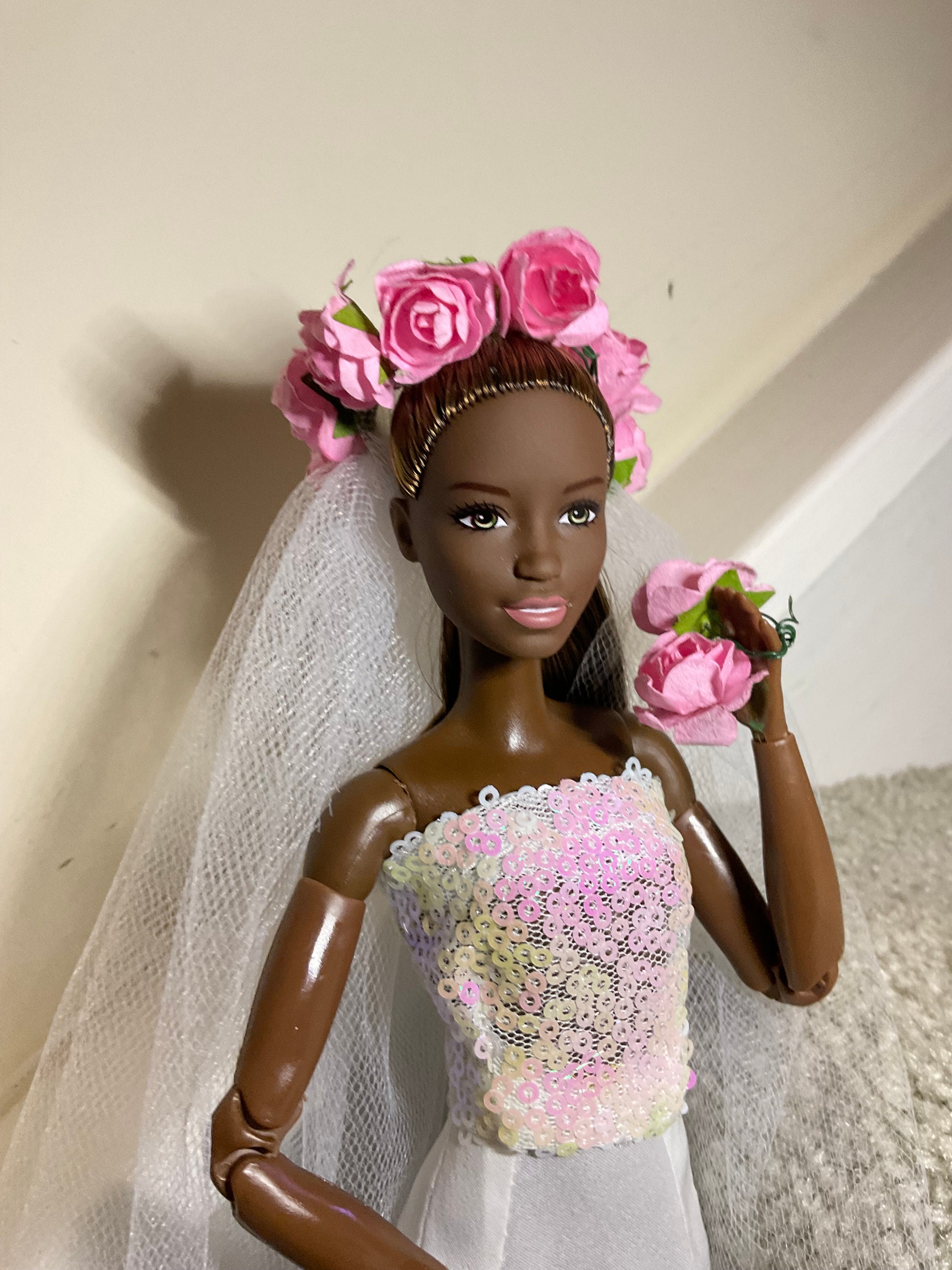 Handmade Fashion Doll Wedding Gown/sparkle and Lace Doll Wedding Gown ...