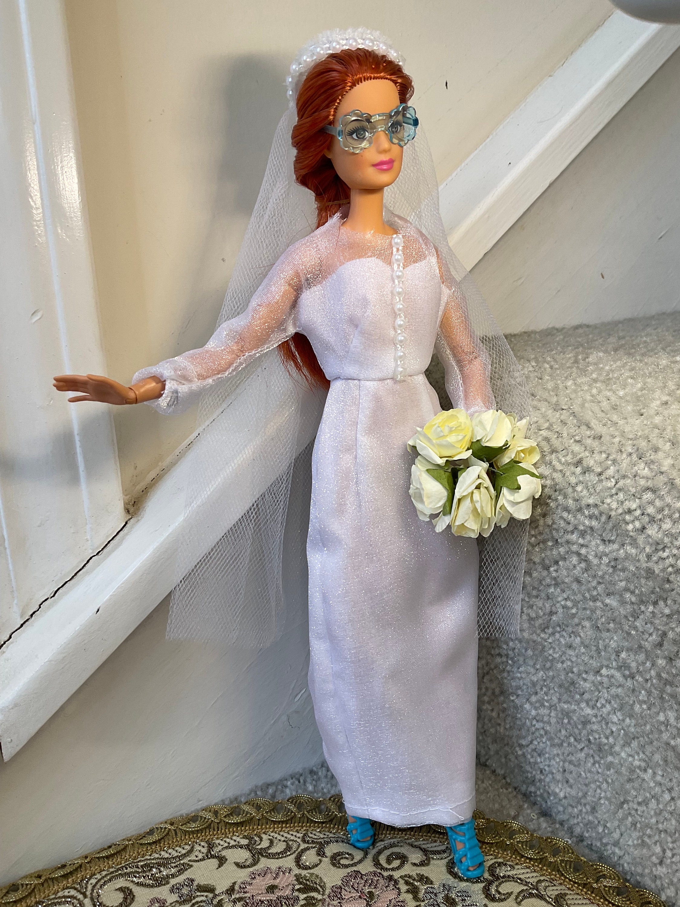 Handmade Fashion Doll Wedding Dress/fashion Doll Sparkly Wedding Gown ...