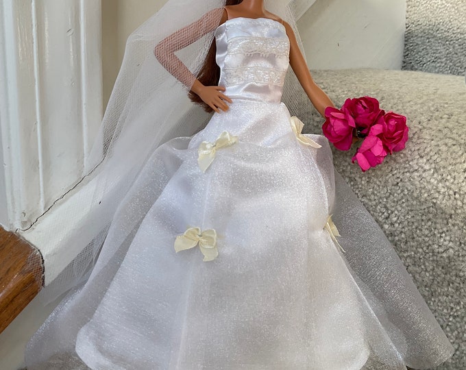 Handmade Fashion Doll Wedding Gown/ Fashion Doll Ballroom Bridal Gown ...