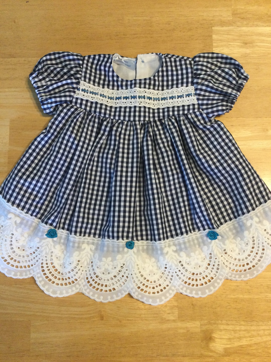 Handmade Navy Blue Gingham Baby Dress/ Infant Blue Easter Dress - Etsy