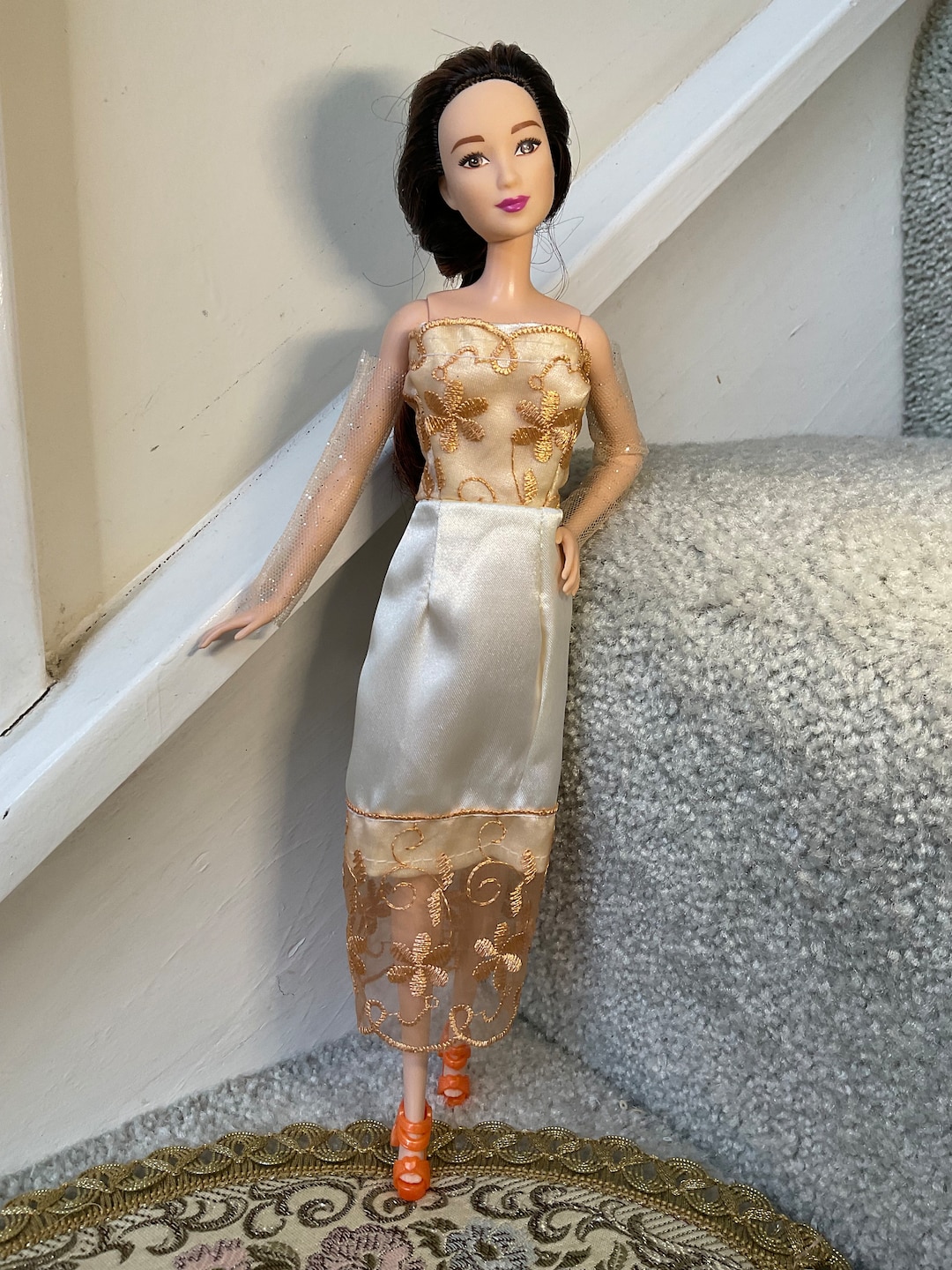 Handmade Fashion Doll Gold Formal Dress/ Doll Evening Dress - Etsy