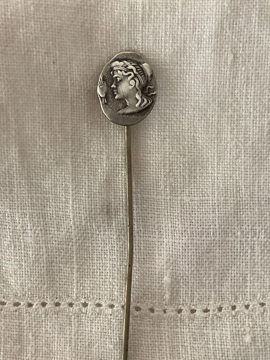 Vintage Silver Stick Pin With Lady’s Face - Etsy