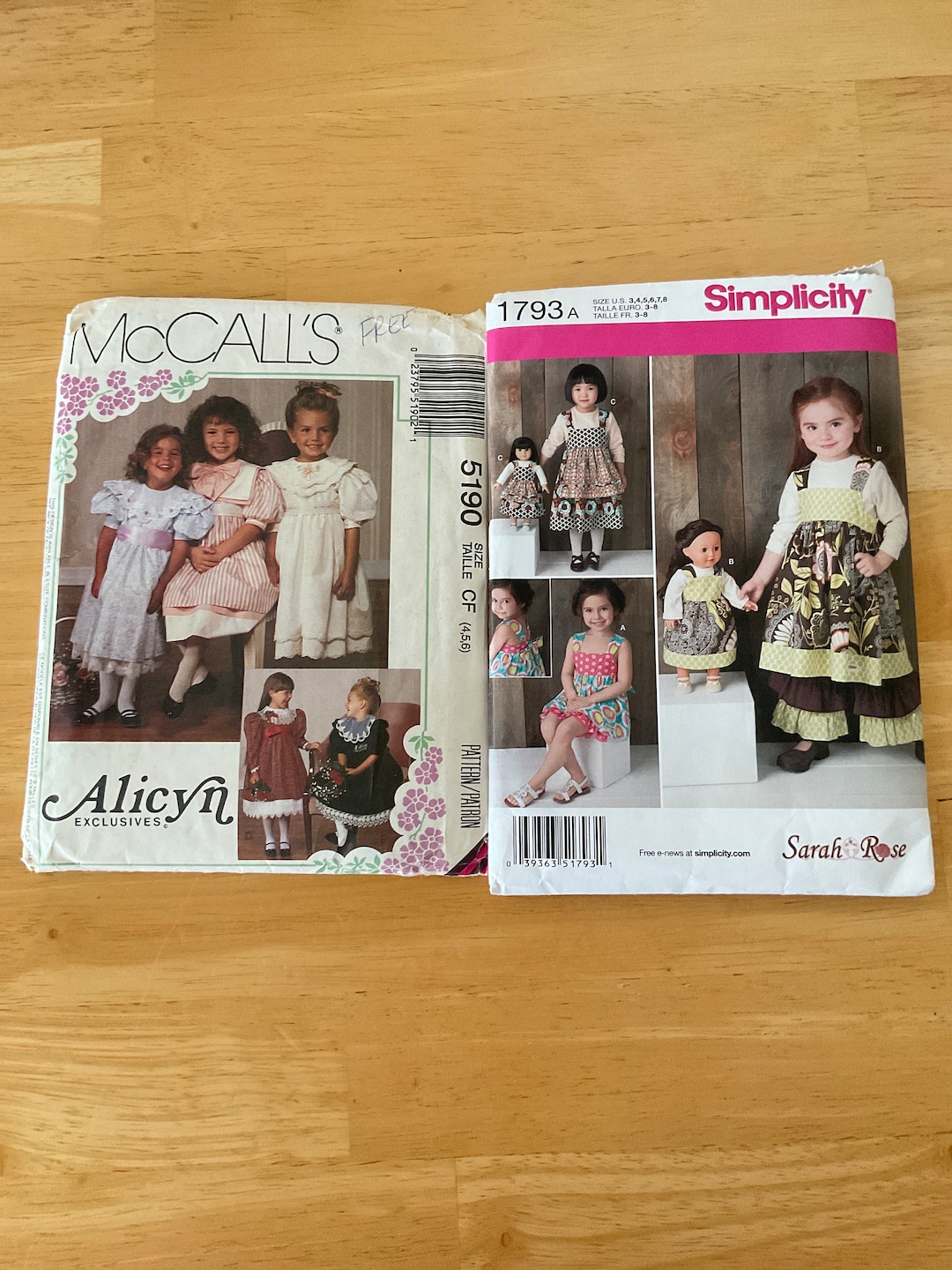 Set of 2 Little Girls Sewing Patterns, Made by Simplicity and Mccalls ...