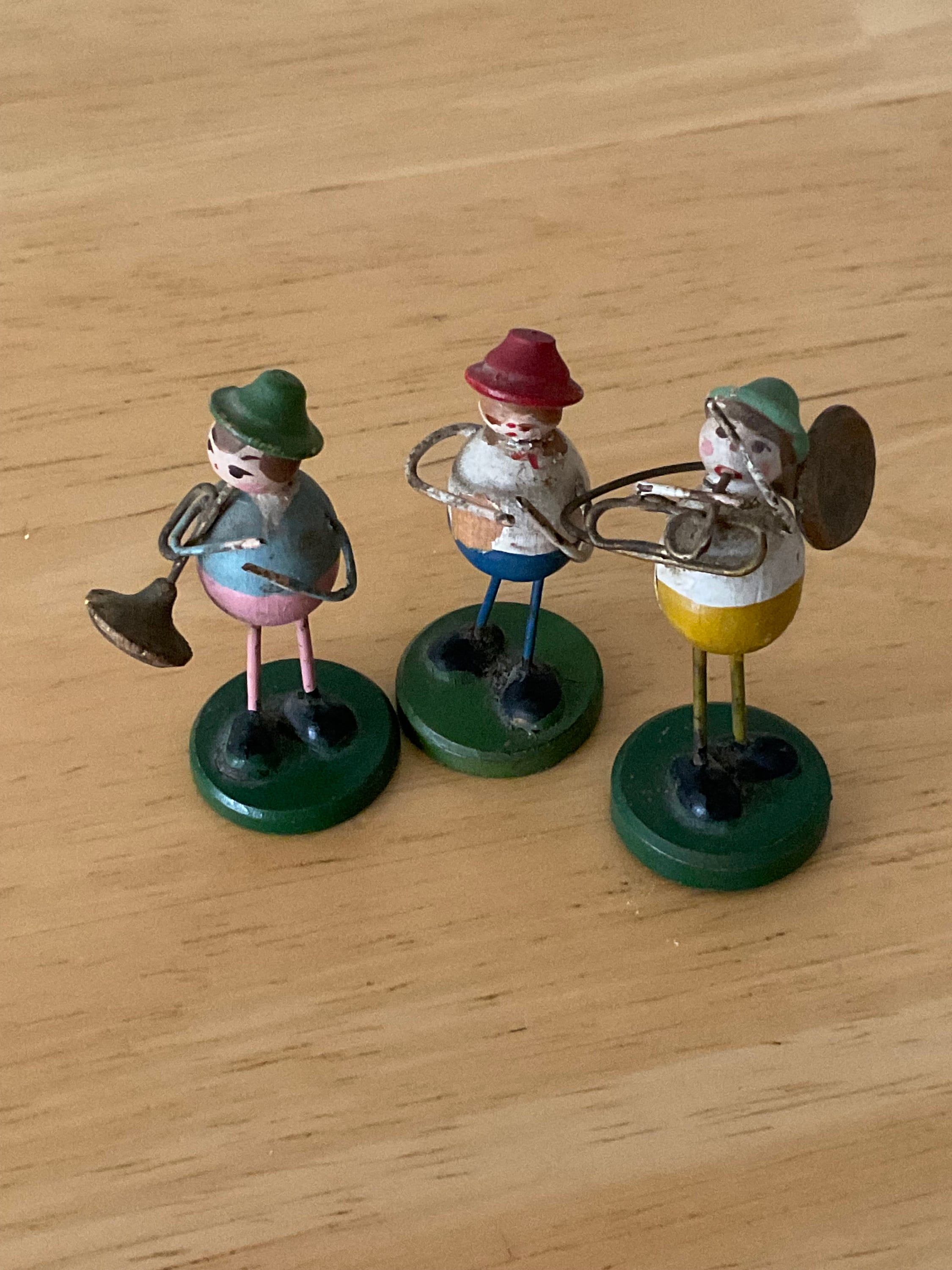 Antique Tiny Wooden Musician Figurines, Made in Italy on the Bottom ...