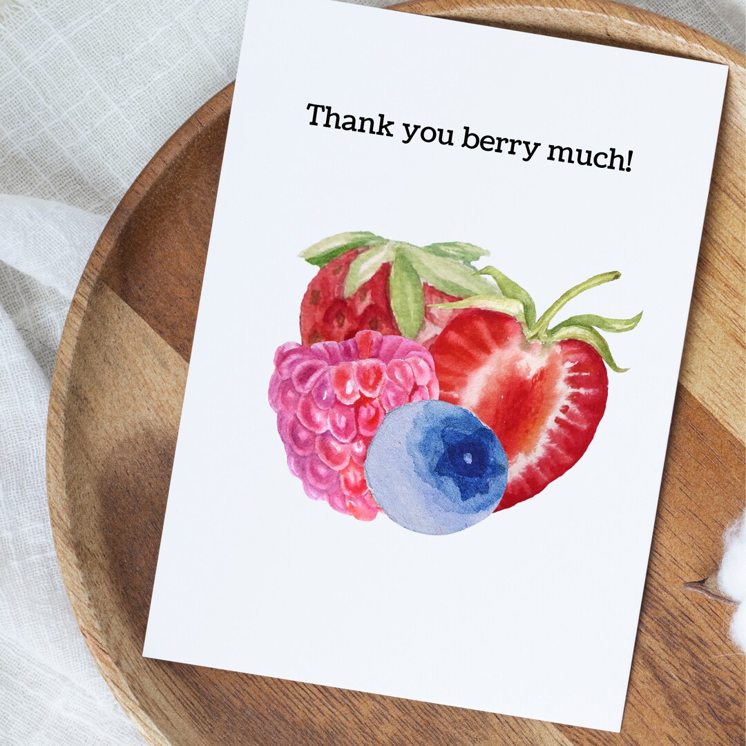 Thank You Berry Much Fully Customizable Thank You Card - Etsy