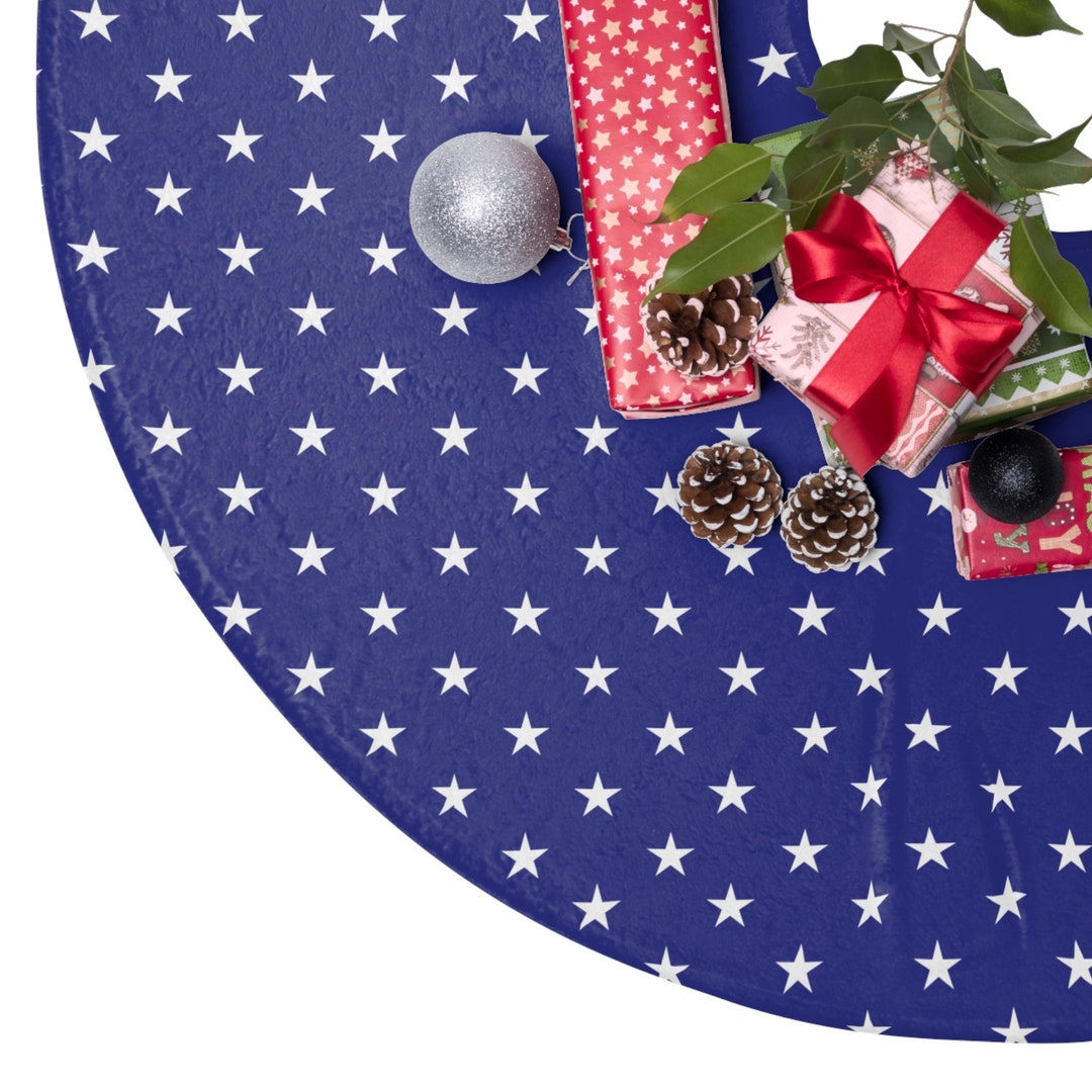 Blue White Starry Christmas Tree Skirt - Etsy