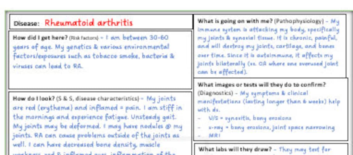 Rheumatoid Arthritis RN Study Notes by a NURSING PROFESSOR! - Etsy