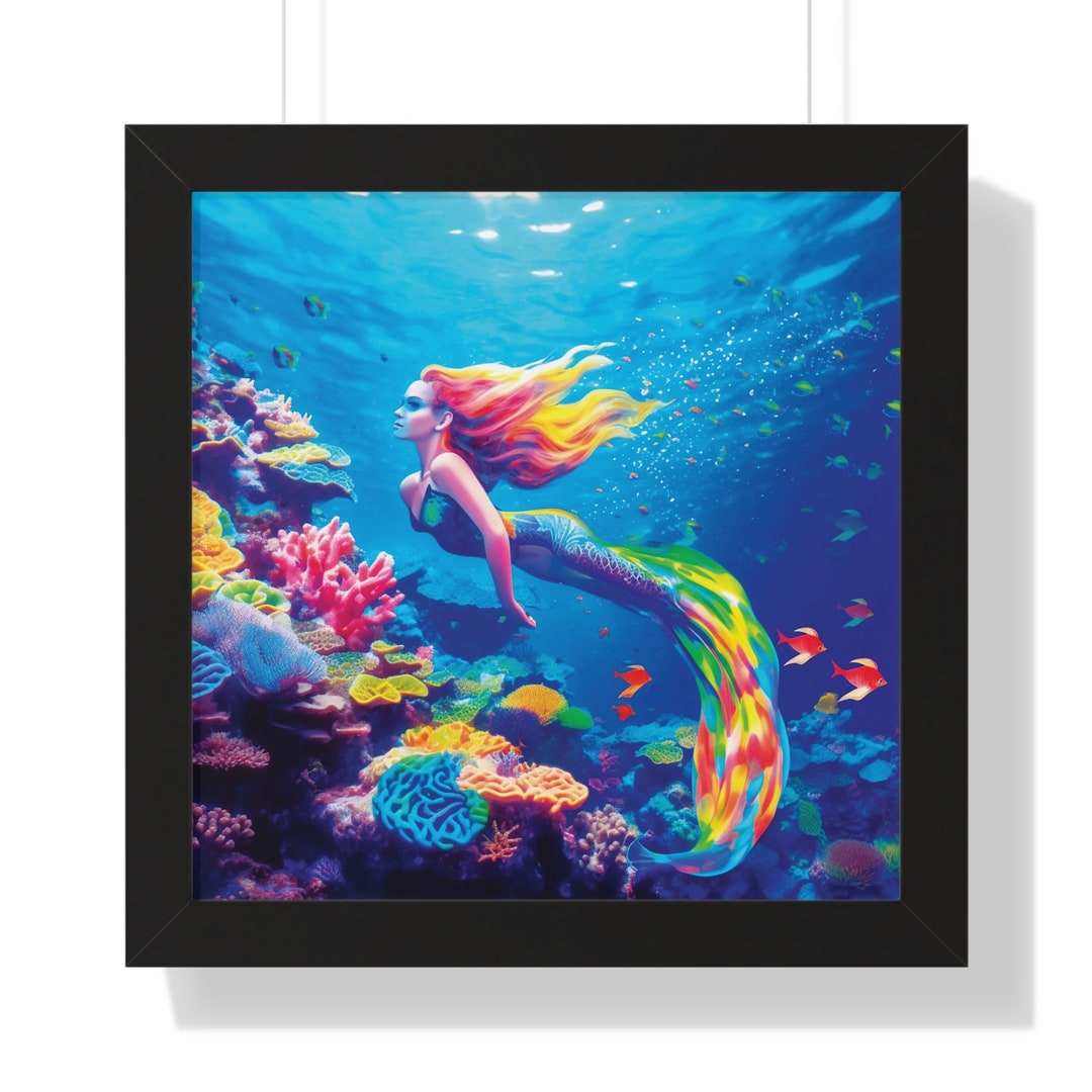 Mermaid Art, Mermaid Print, Mermaid Posters, Premium Framed Mermaid Art ...