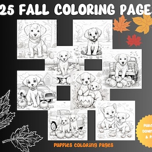 Digital 25 Puppies Coloring Pages for Kids Good for Fun Activities at ...