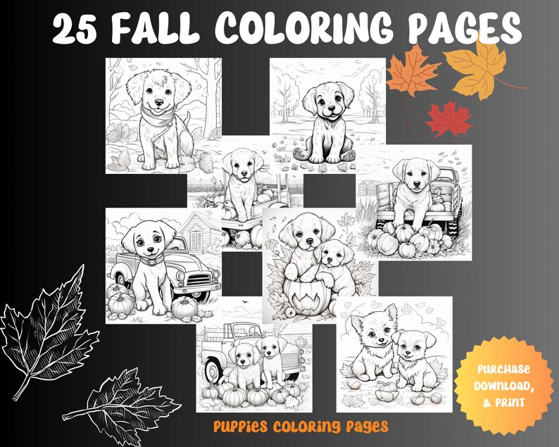 Digital 25 Puppies Coloring Pages for Kids Good for Fun Activities at ...