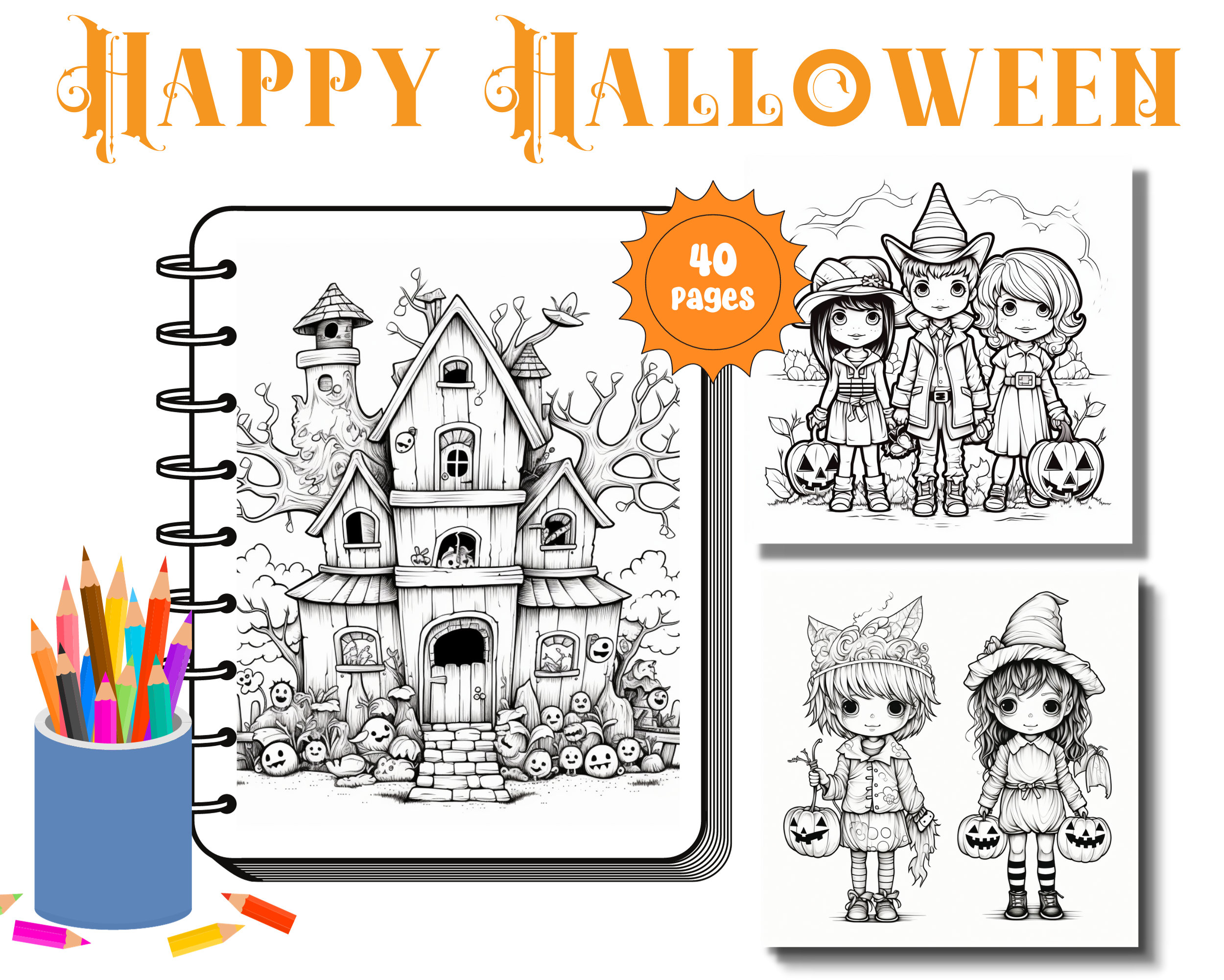 Halloween 40 Coloring Pages for Kids Good for Fun Activities at Home or ...
