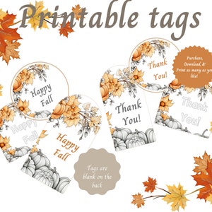 Printable Fall Gift Bag Tags Instant Download Gift Box Tags, Digital ...