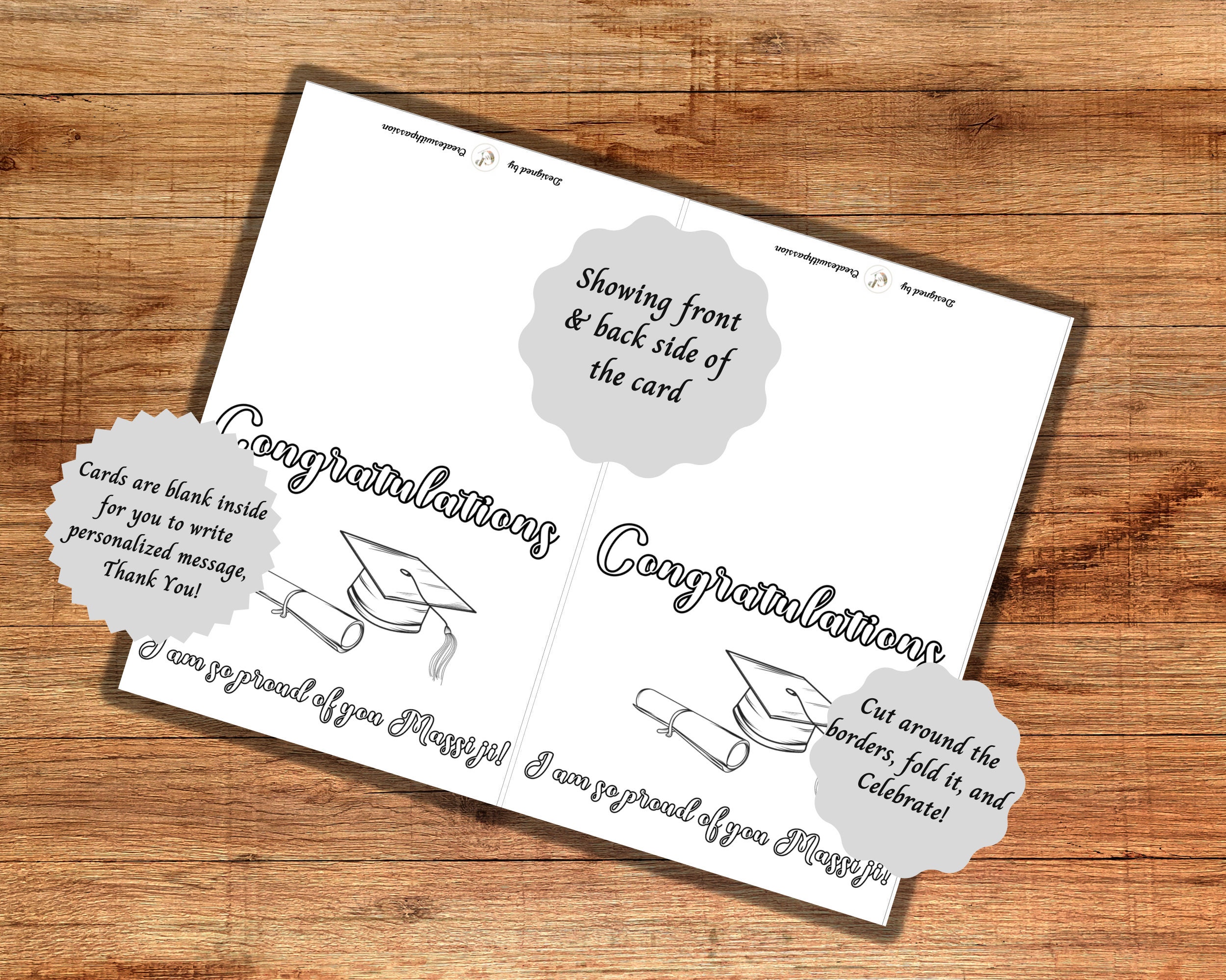 Printable Massi Ji Card Kids Coloring Card Instant Download Graduation ...