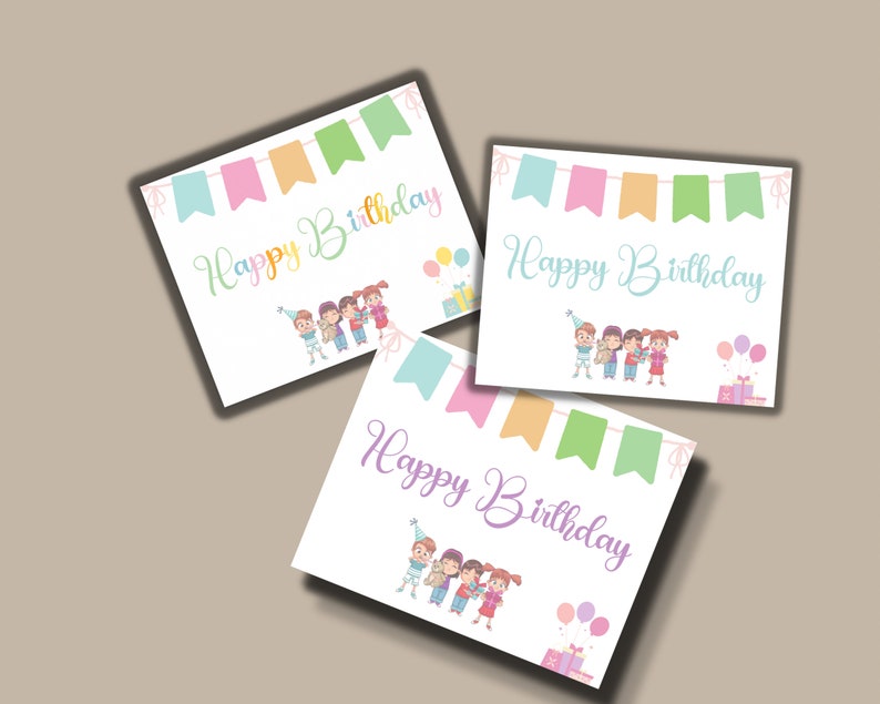 Bundle of Printable Happy Birthday Card Instant Download Colorful ...