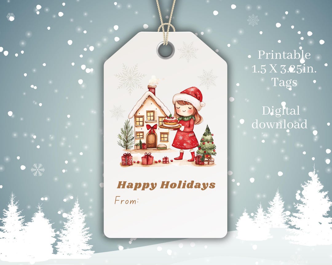 Christmas Printable Gift Bag Tags Instant Downloadable Gift Box Tags ...