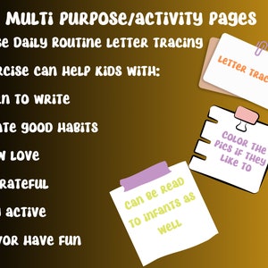 Letter Tracing 20 Printable Daily Routine Pages for Kids Educational ...