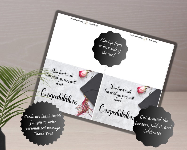 Printable Congratulations Card Instant Download Graduation Hat Black ...