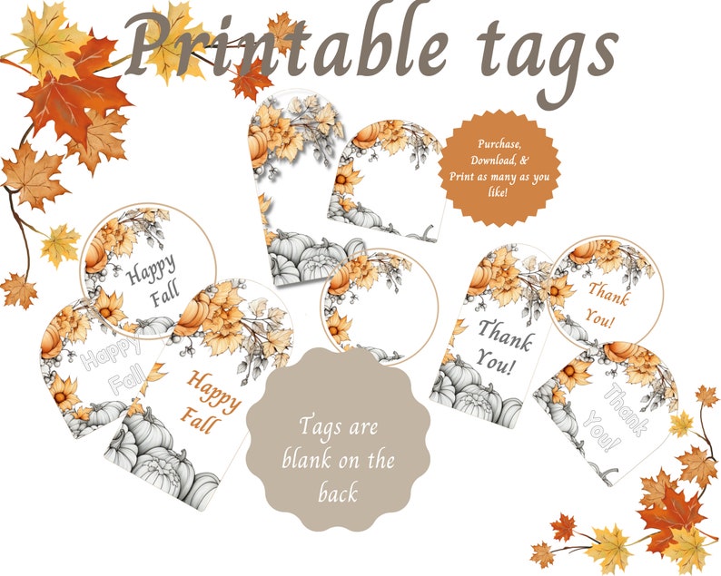 Printable Fall Gift Bag Tags Instant Download Gift Box Tags, Digital ...