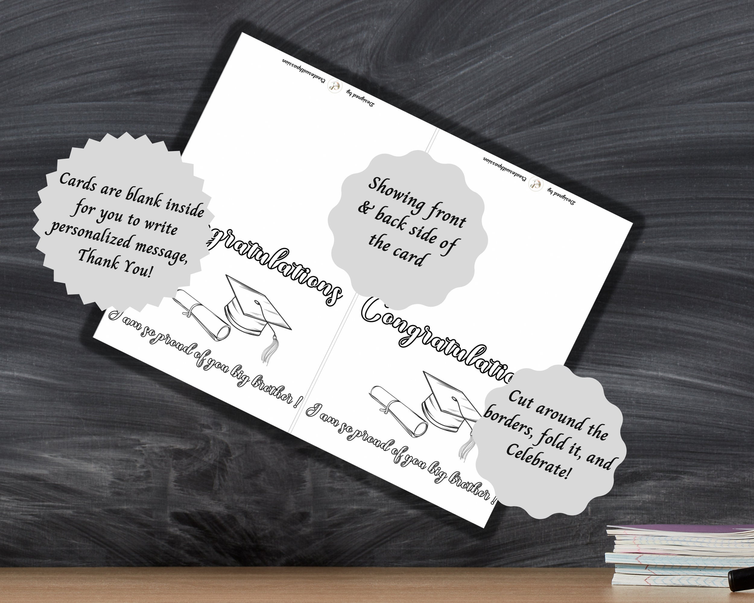 Big Brother Printable Kids Coloring Card Instant Download Graduation ...