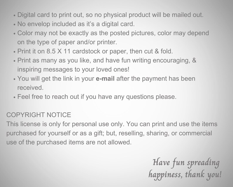 Printable Thank You Card Instant Download Colorful Greeting Card Blank ...
