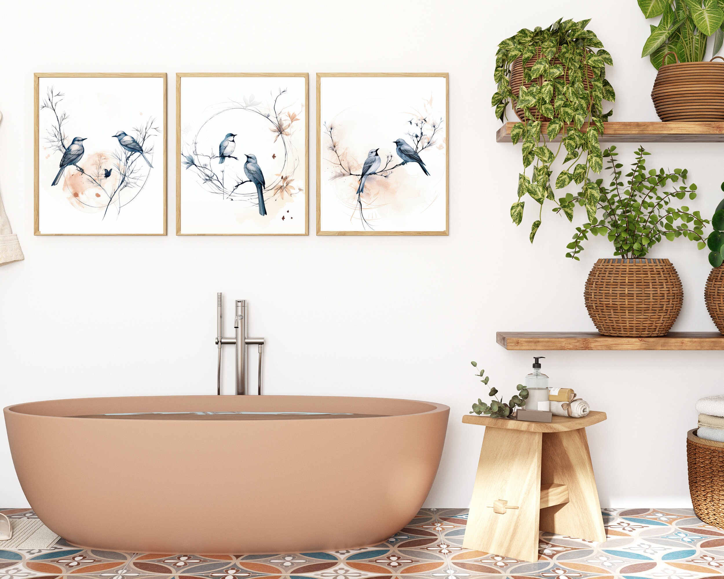 Instant Downloadable Birds Poster Set of 3 Prints for Living Room ...