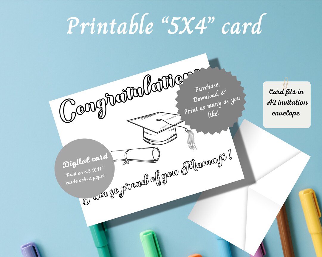Printable Mama Ji Card Kids Coloring Card Instant Download Graduation ...