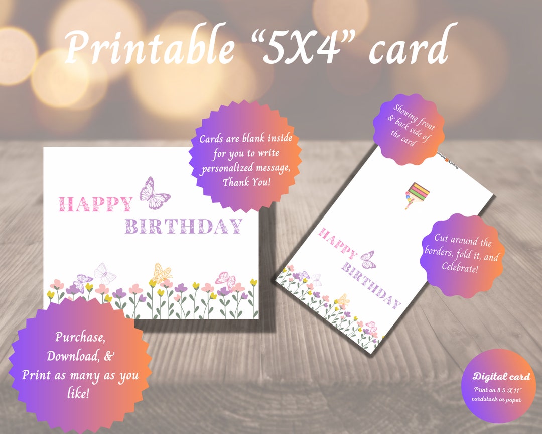 Printable Happy Birthday Card Instant Download Colorful Birthday ...