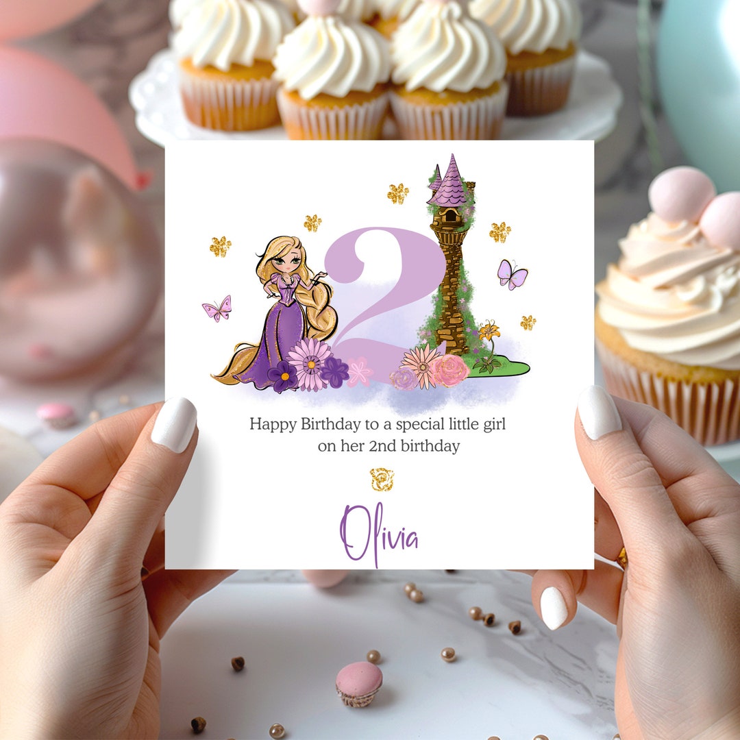 Personalized Rapunzel Birthday Card: Custom Name & Age - Etsy