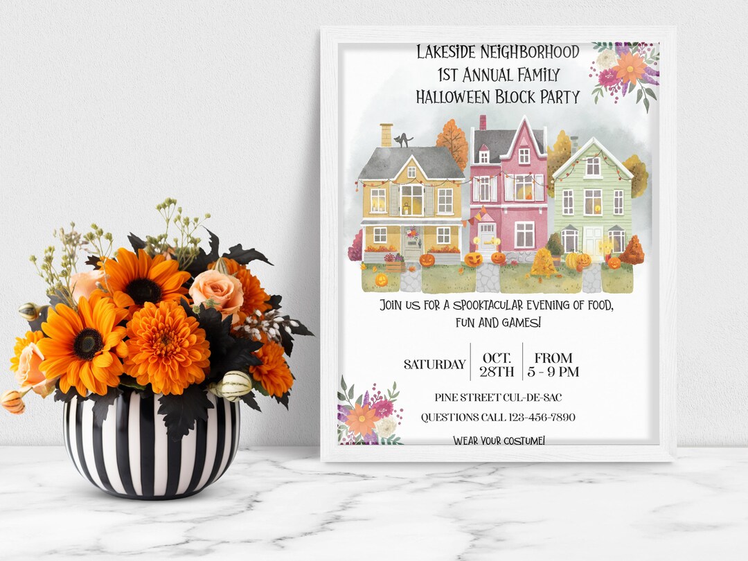 Editable Halloween Block Party Flyer, 8.5 X 11 - Etsy