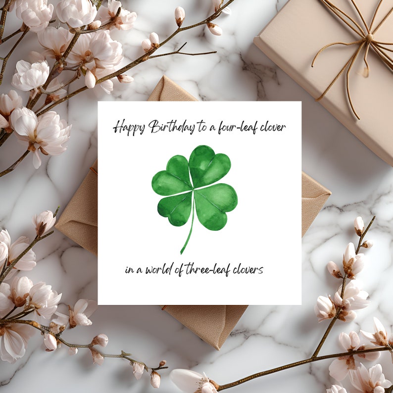 Personalized Four-leaf Clover Card St. Patrick's Day Card Birthday Card ...
