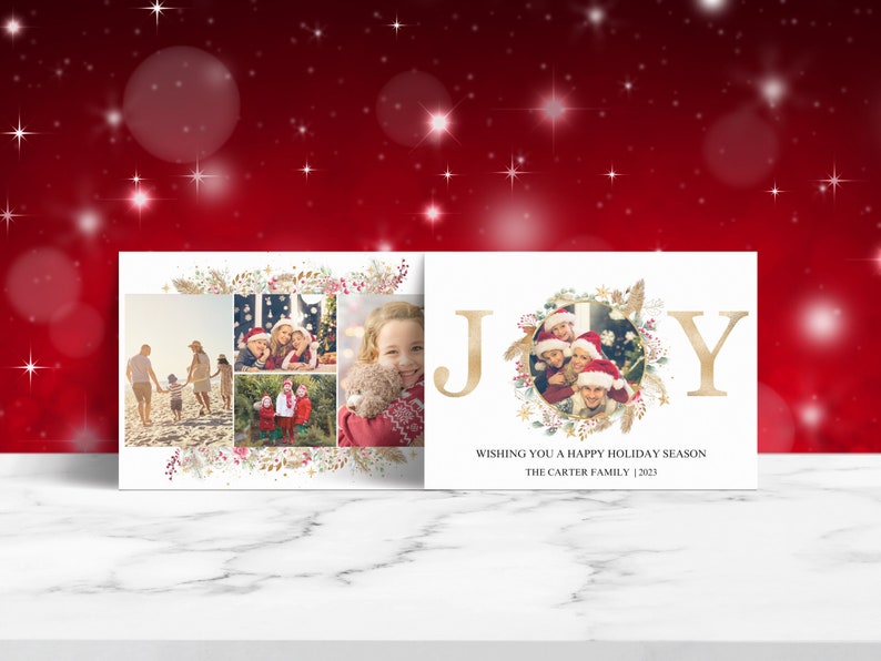 Editable Joy Holiday Photo Card Template - Etsy