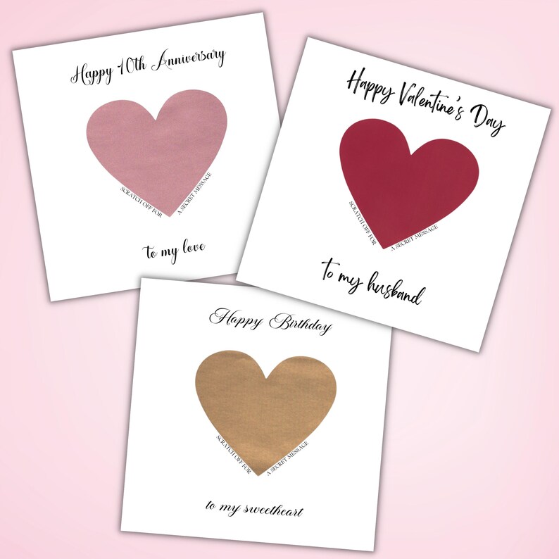 Personalized Scratch off Heart Card | Hidden Message Valentine - Etsy