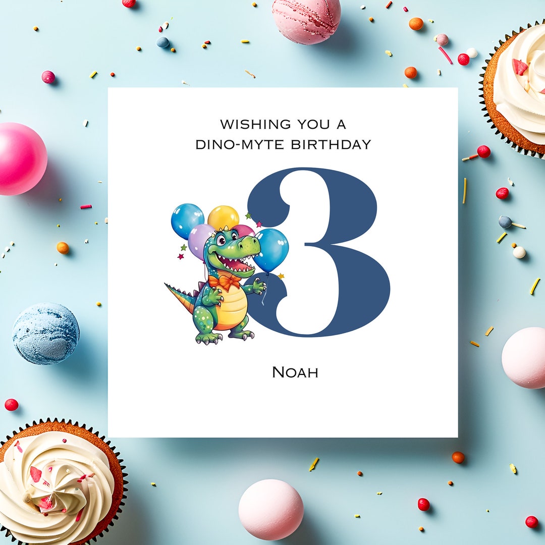 Personalized Dino-myte Dinosaur Birthday Card Little Boy Card Grandson ...