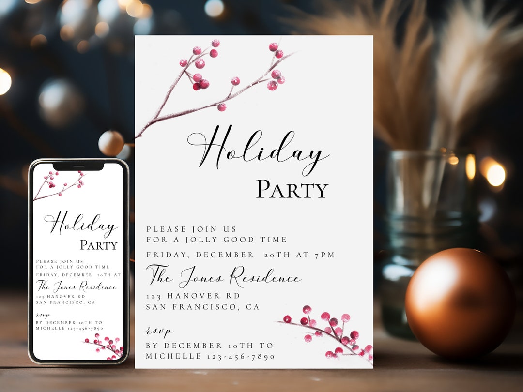 Editable Holiday Party Invitation Template - Etsy