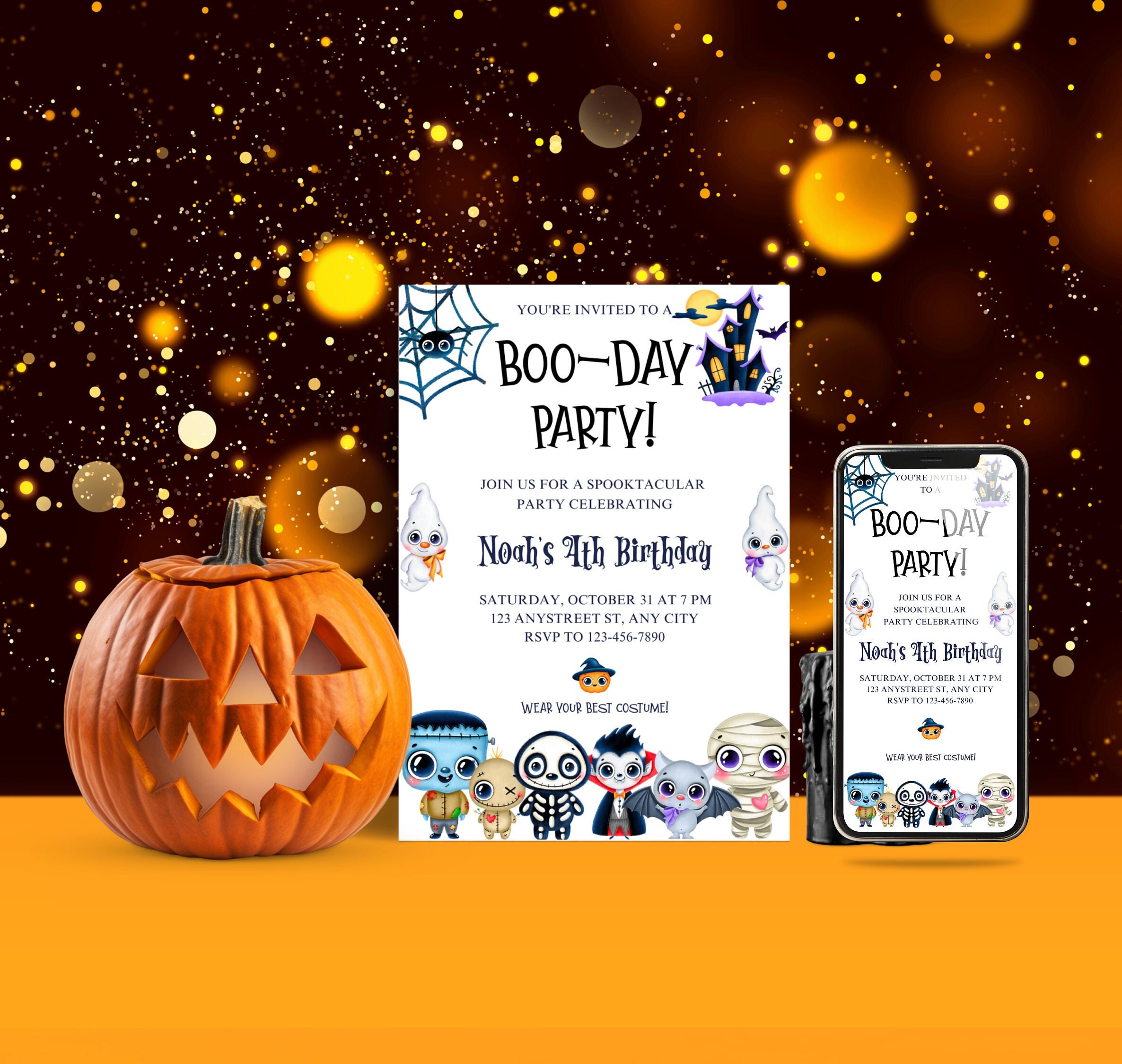 Editable Kid's Boo-day Halloween Party Invitation Template With ...