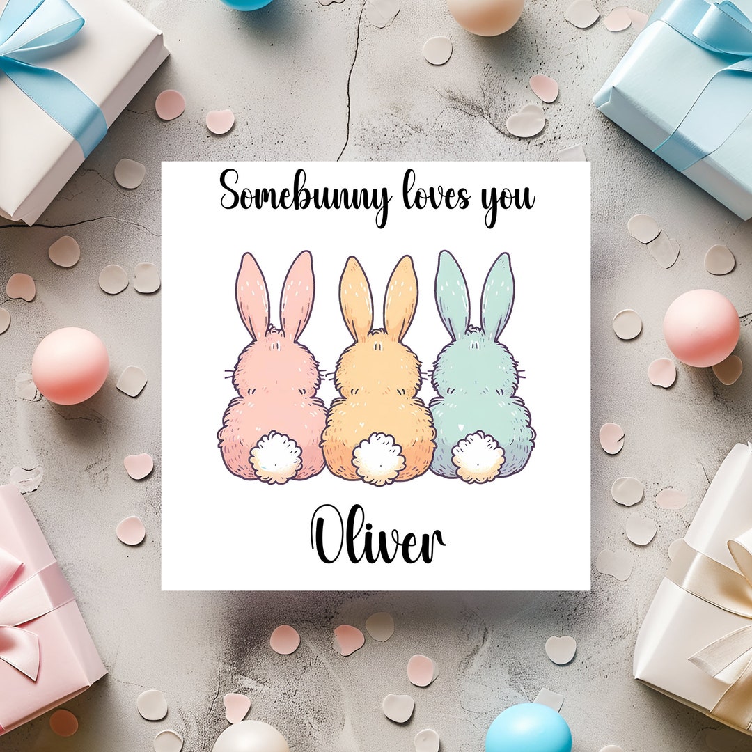 Personalized Somebunny Loves You Birthday Card for Kids, Easter Card - Etsy