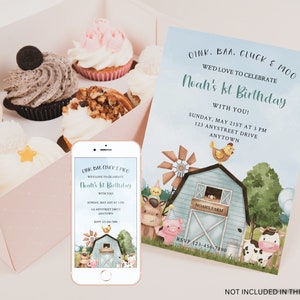 Editable Blue Farm Friends Birthday Welcome Sign Template for Boy ...