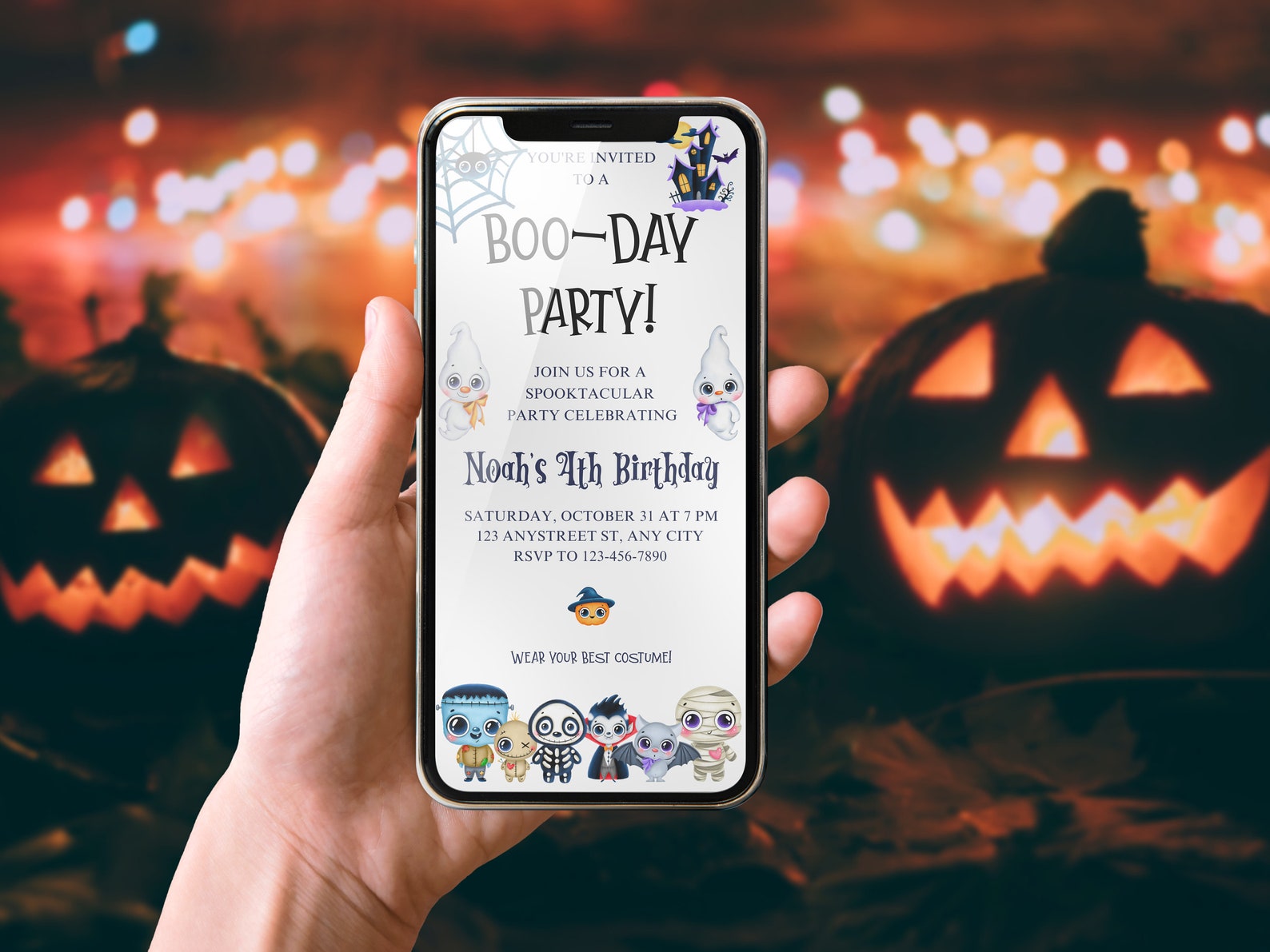 Editable Kid's Boo-day Halloween Party Invitation Template With ...