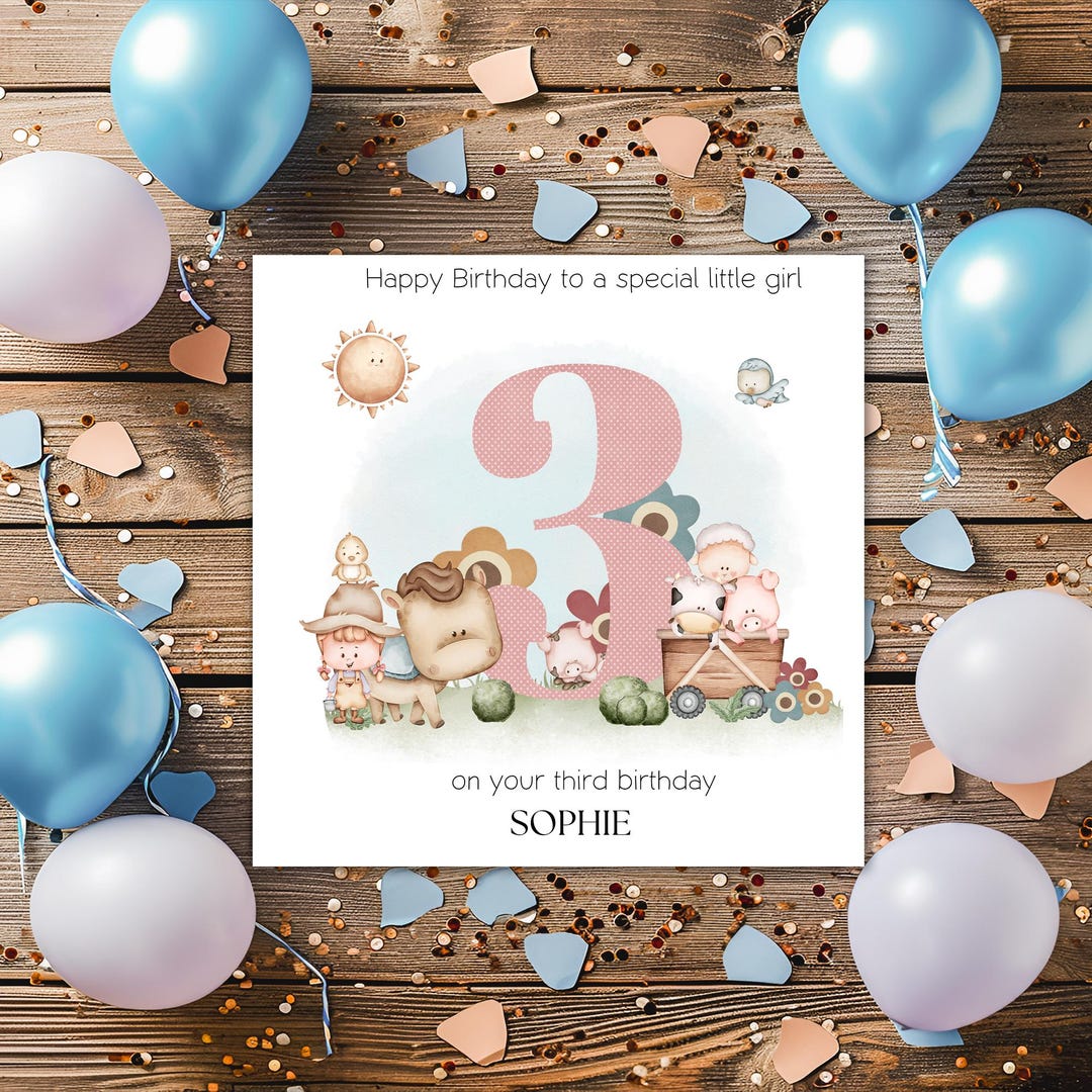 Personalized Farm Birthday Card: Custom Name & Age - Etsy