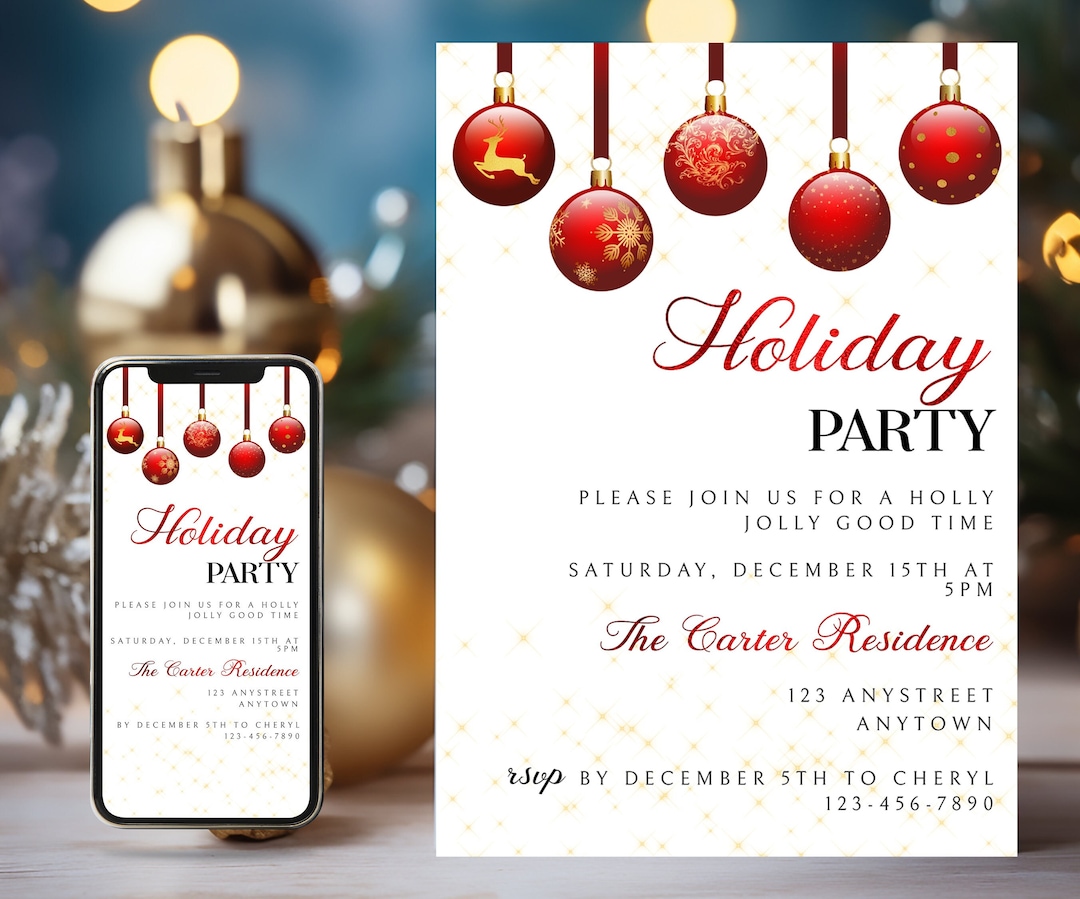 Editable Holiday Party Invitation Template - Etsy
