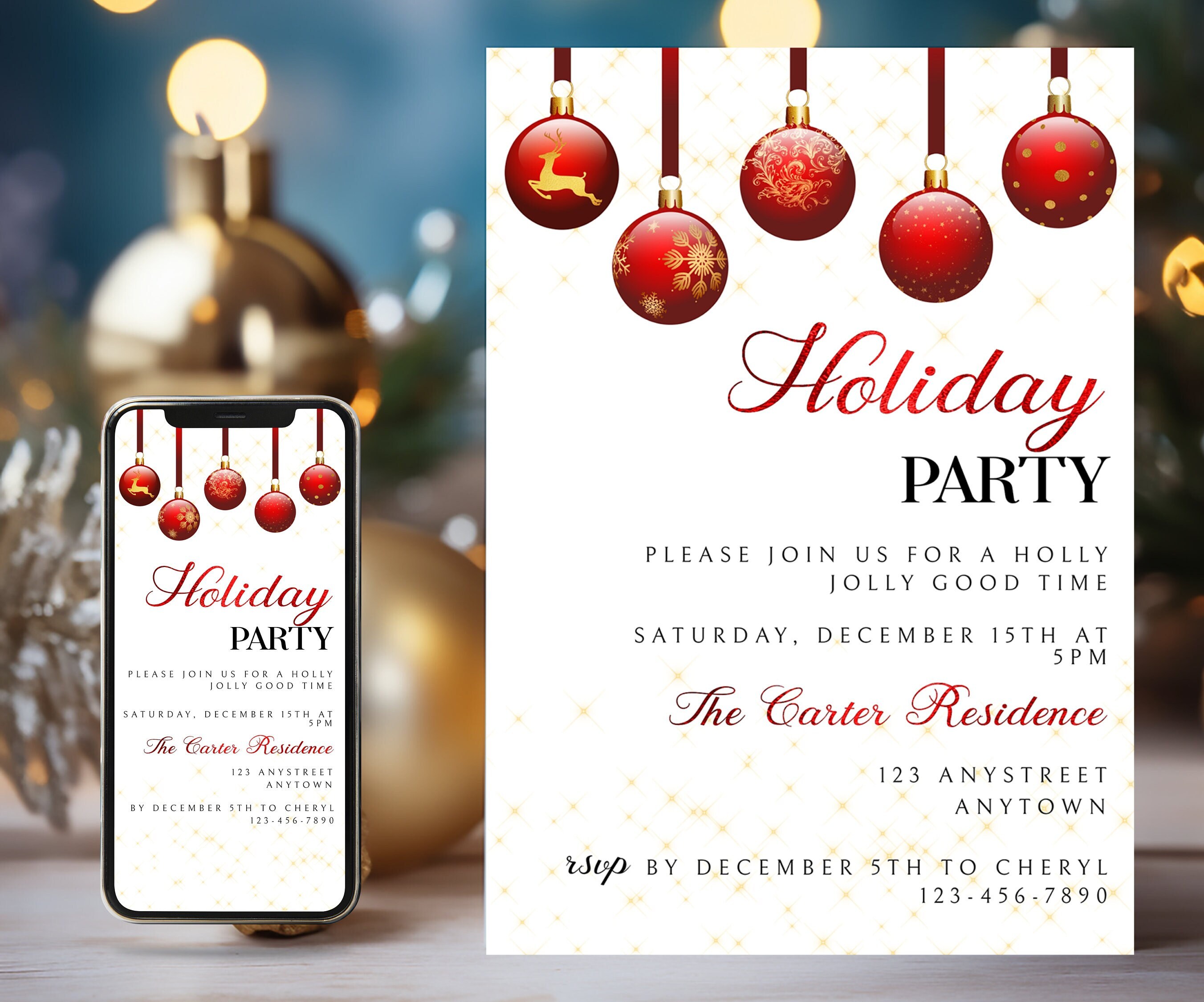 Editable Holiday Party Invitation Template - Etsy