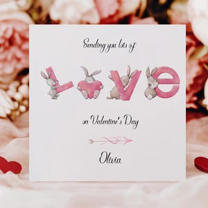 Personalized Bunny Love Valentine's Day Card Child Card Boyfriend Card ...