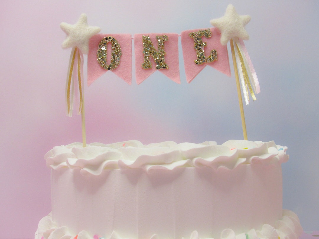 Pink Felt Glitter Number Cake Topper - Etsy