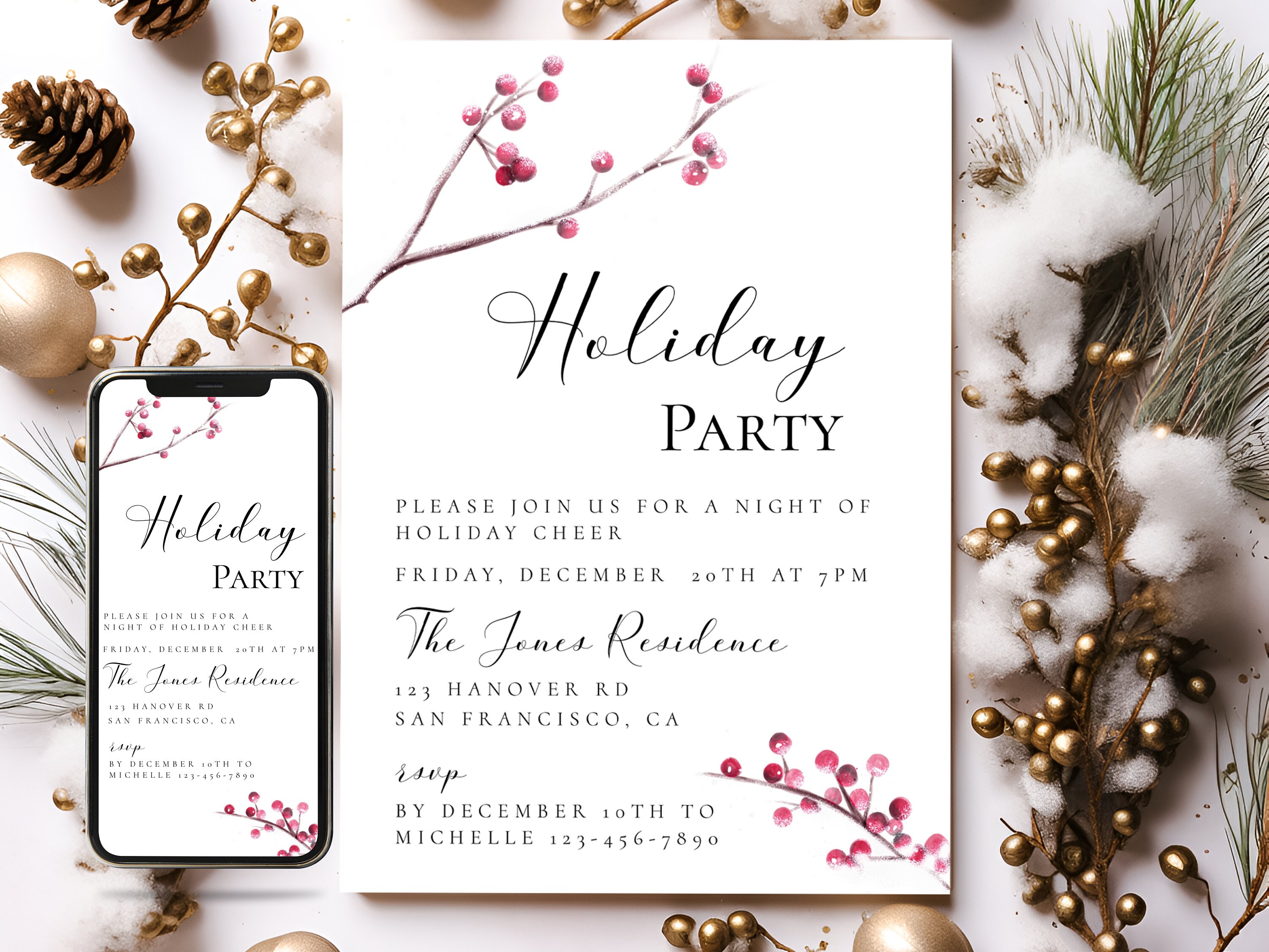 Editable Holiday Party Invitation Template - Etsy