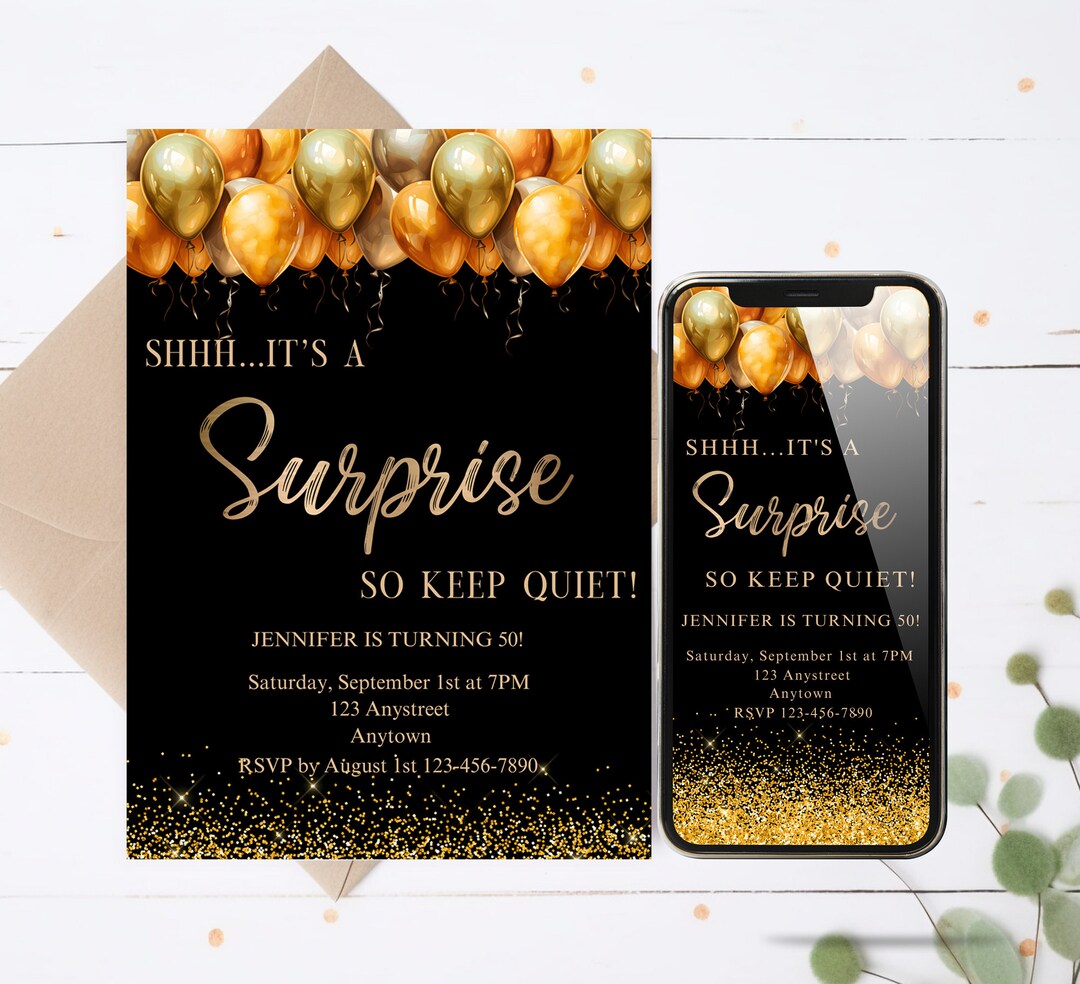 Surprise Birthday Party Evite Template, Surprise Party Electronic ...