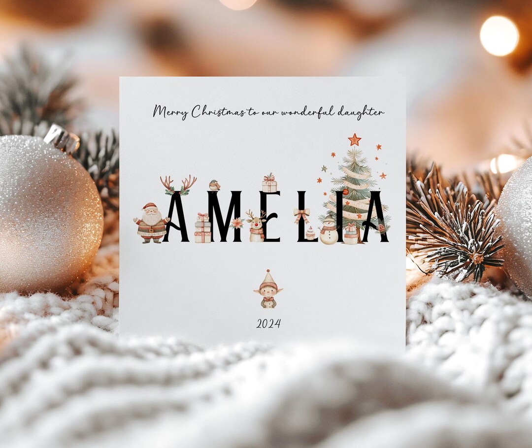 Personalized Neutral Christmas Card for Boy or Girl | Christmas ...