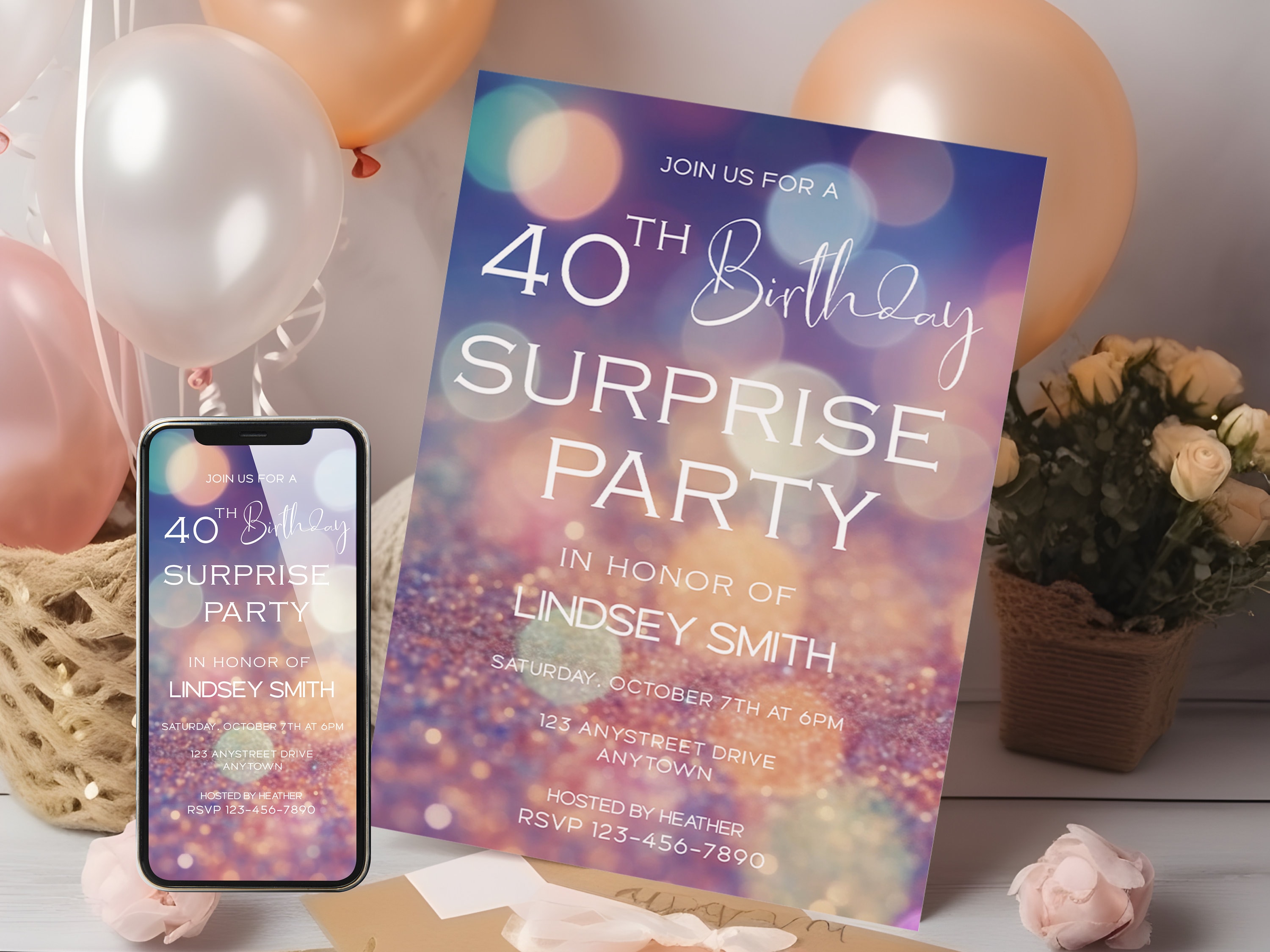 Editable Surprise Party Birthday Party Invitation Template With ...