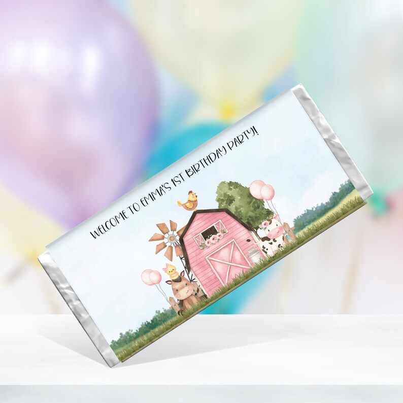 Editable Birthday Farm Friends Candy Bar Wrapper Template for - Etsy