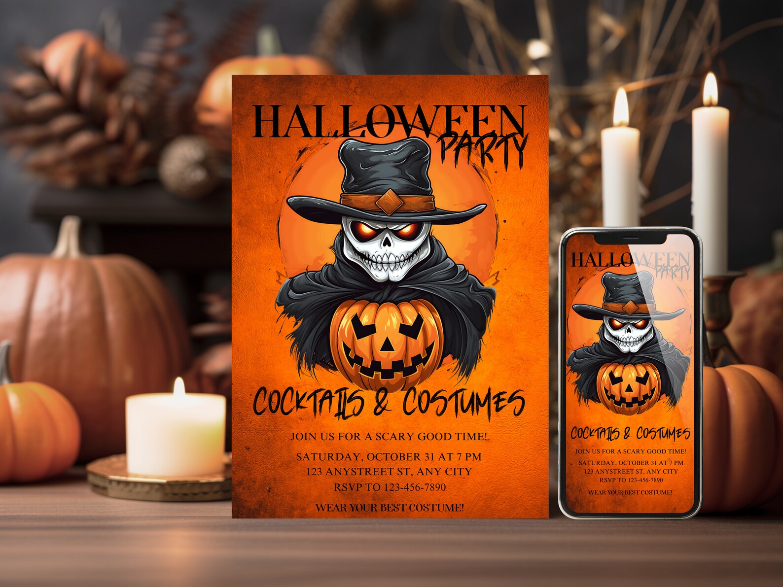 Free Editable Halloween Party Invitation Template
